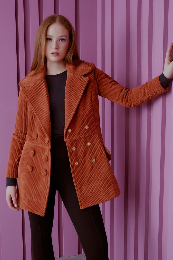 Casaco Dress Coat Veludo Pelo - litt
